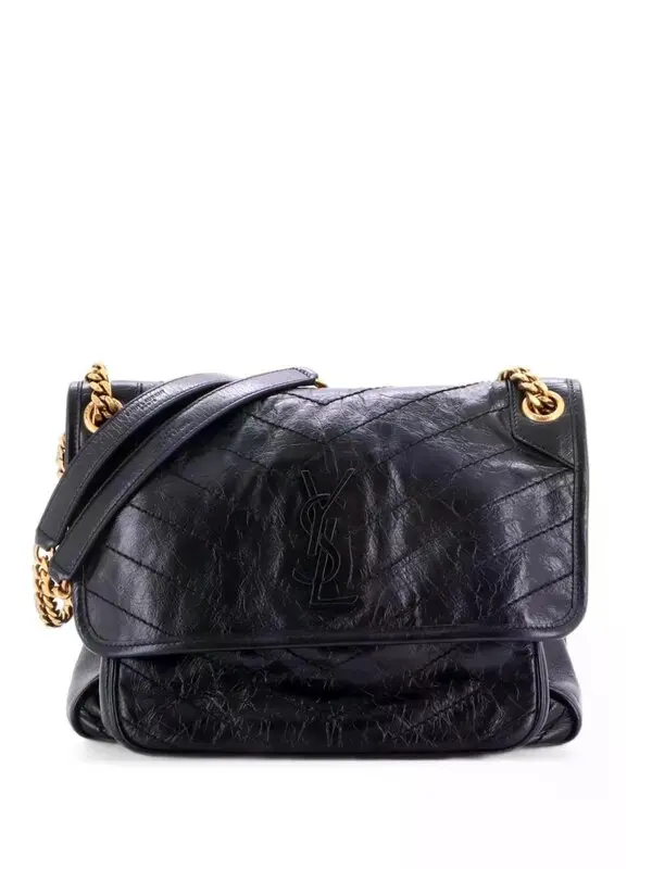 Saint Laurent Niki Chain Flap Bag Matelasse Chevron Leather Medium Shoulder Bag