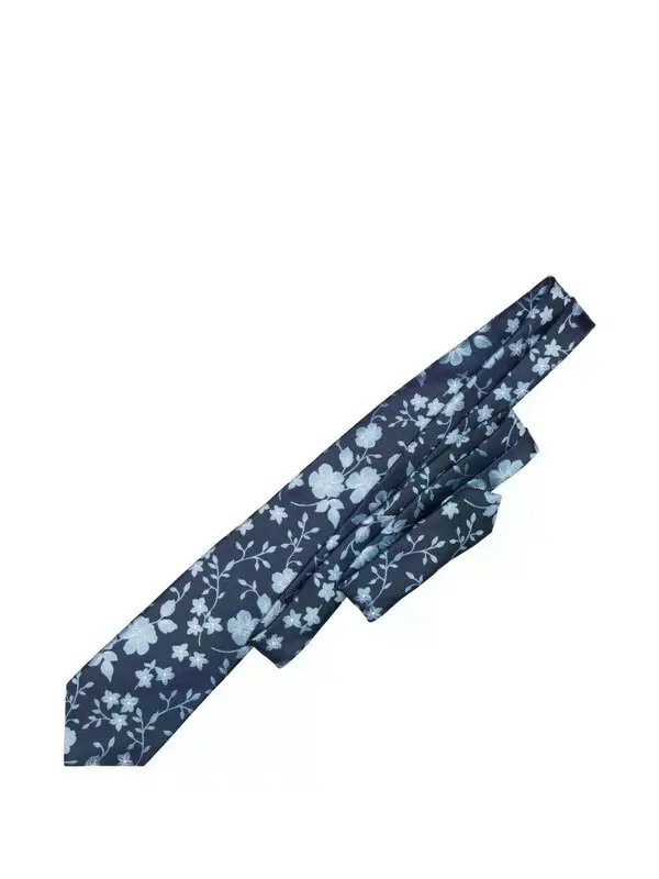 ELIZABETTA Silvio Floral-jacquard Tie - Blue