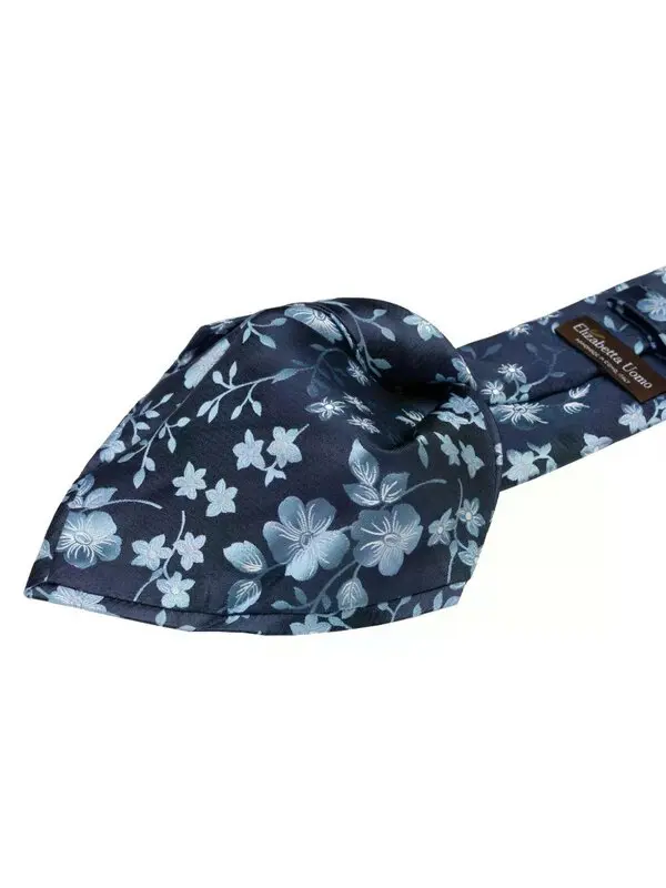 ELIZABETTA Silvio Floral-jacquard Tie - Blue
