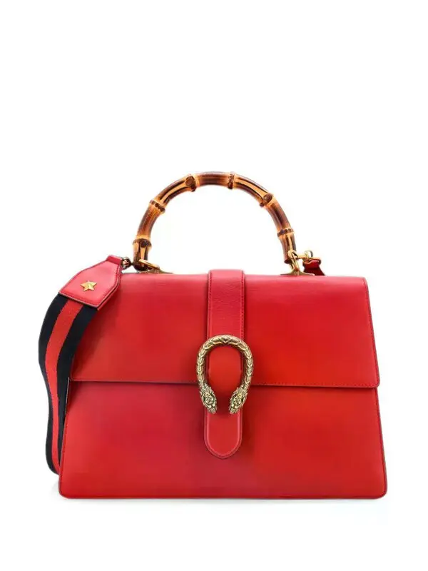 Gucci Dionysus Bamboo Top Handle Bag Leather Large Satchel