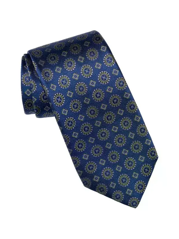 ELIZABETTA Ercole Medallion Jacquard Tie - Blue