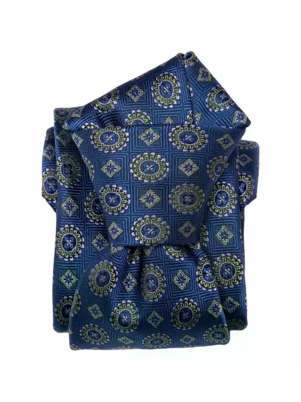 ELIZABETTA Ercole Medallion Jacquard Tie - Blue