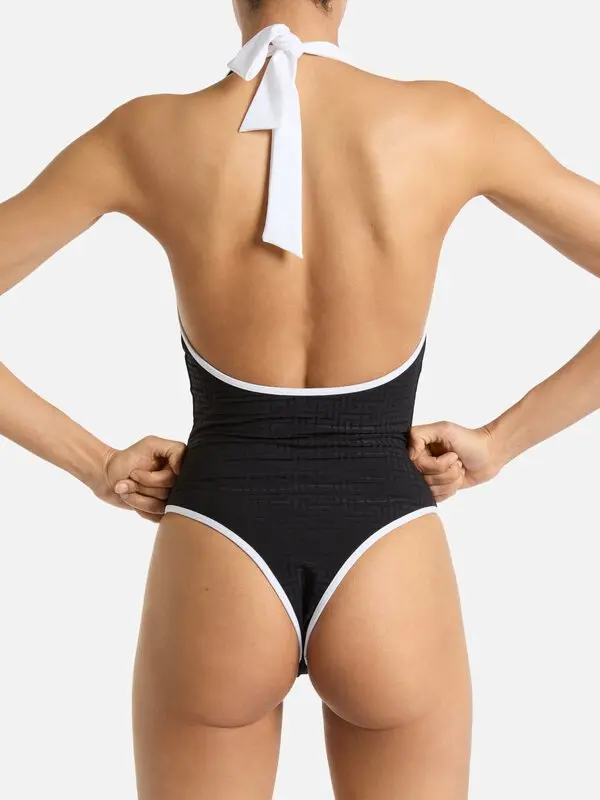 Balmain Lycra Monogram Swimsuit - Black