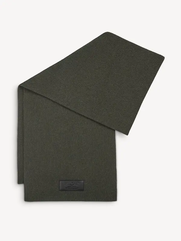 Balmain Wool Scarf With Leather Vintage Label - Khaki