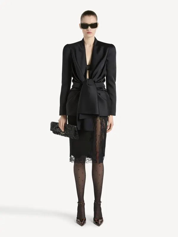 Balmain Satin Crepe Jacket With Tie Detail