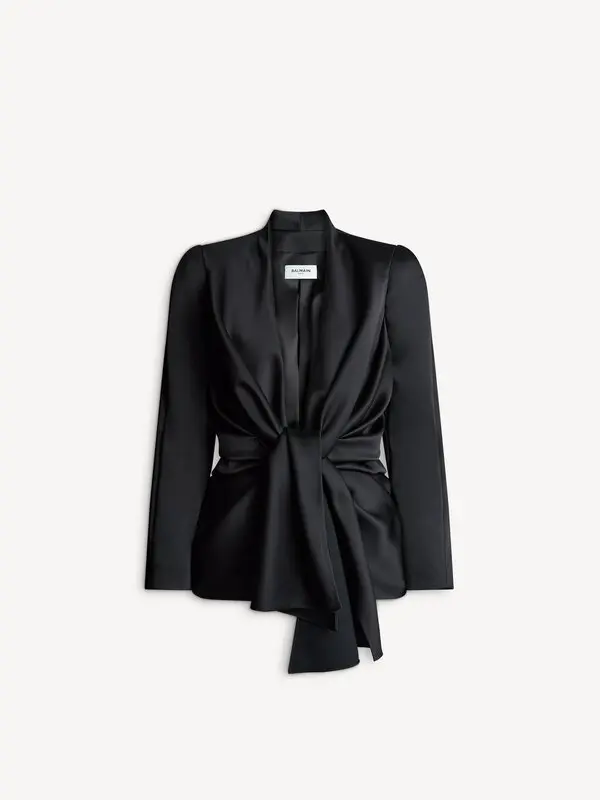 Balmain Satin Crepe Jacket With Tie Detail