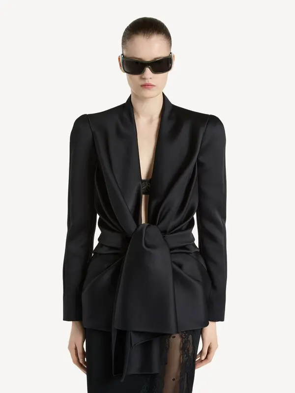 Balmain Satin Crepe Jacket With Tie Detail