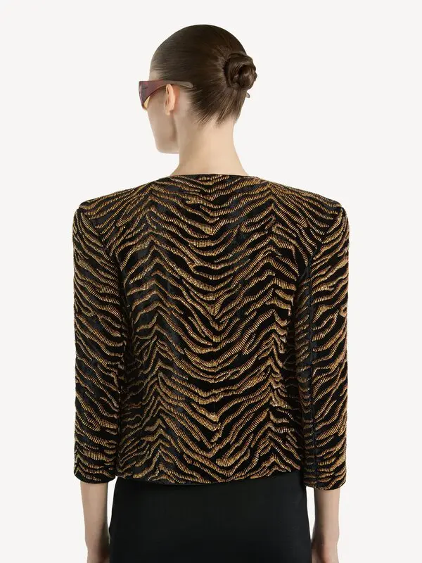 Balmain Velvet Jacket With Tiger Embroidery