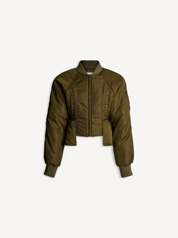 Balmain Nylon Signature Bomber Jacket - Green