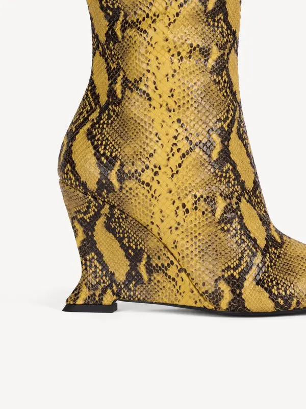 Balmain Wedge Boots In Python-effect Leather