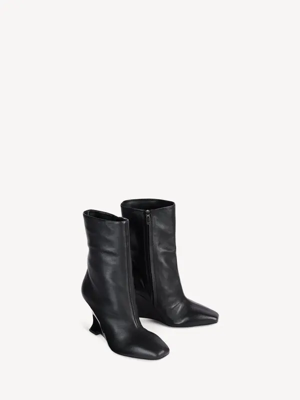 Balmain Wedge Smooth Leather Ankle Boots