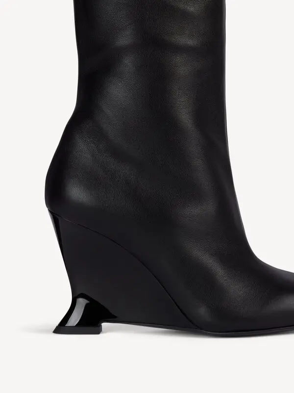 Balmain Wedge Smooth Leather Ankle Boots