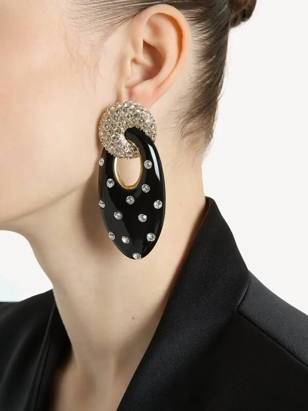 Balmain Lacquered Brass Organic Earrings With Crystals