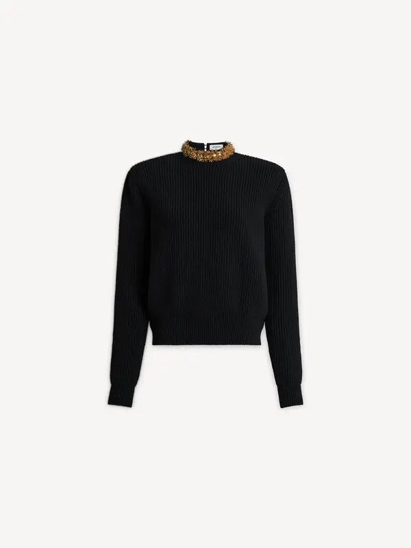 Balmain Cashmere Jumper With Embroidered Trim
