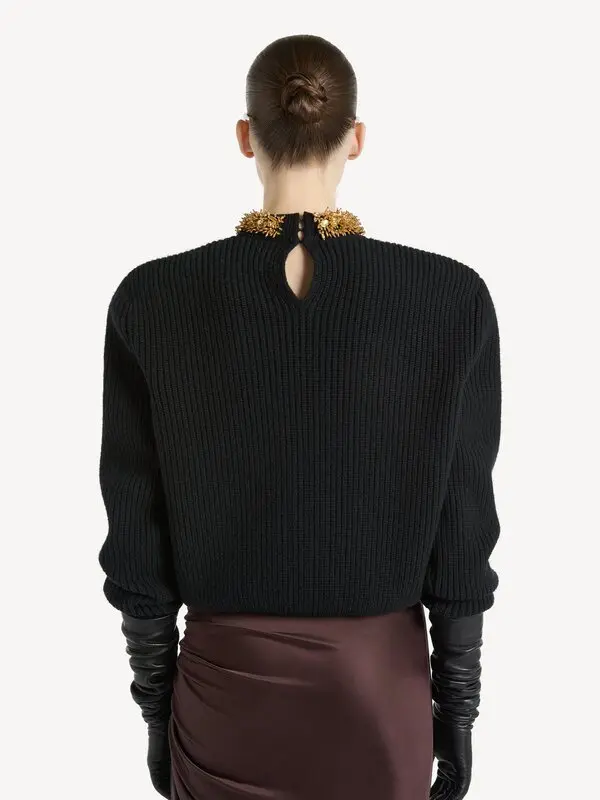 Balmain Cashmere Jumper With Embroidered Trim