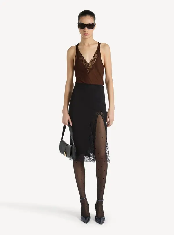 Balmain Knit Vest Top With Lace - Brown