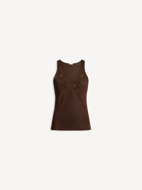 Balmain Knit Vest Top With Lace - Brown