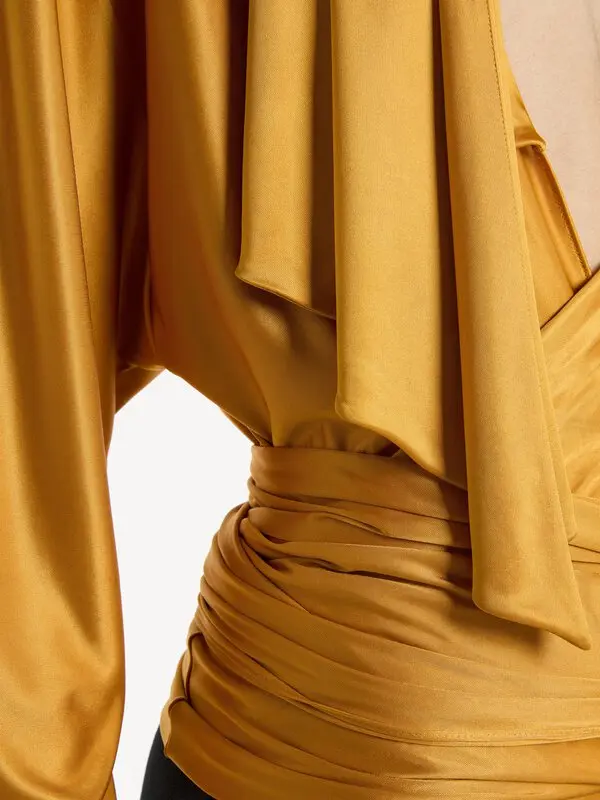Balmain Flowing Jersey Blouse With Tie - Orange