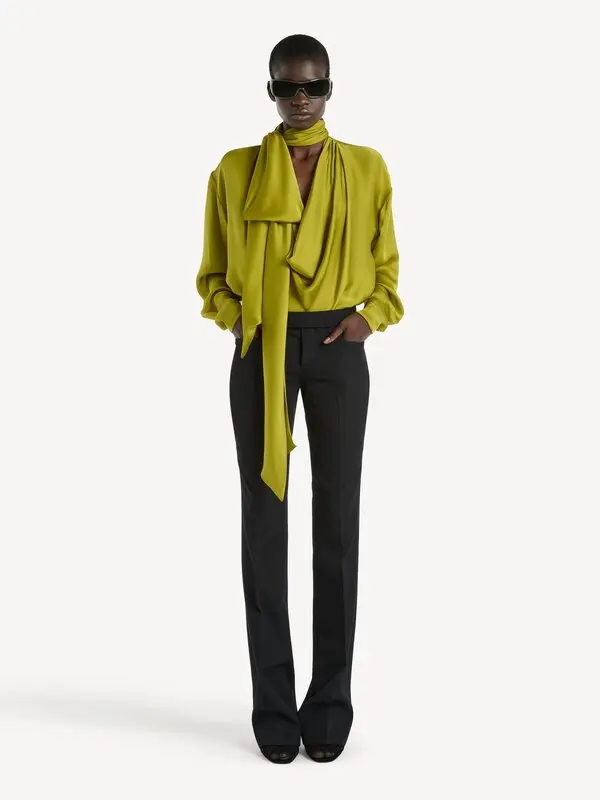 Balmain Draped Silk Charmeuse Blouse