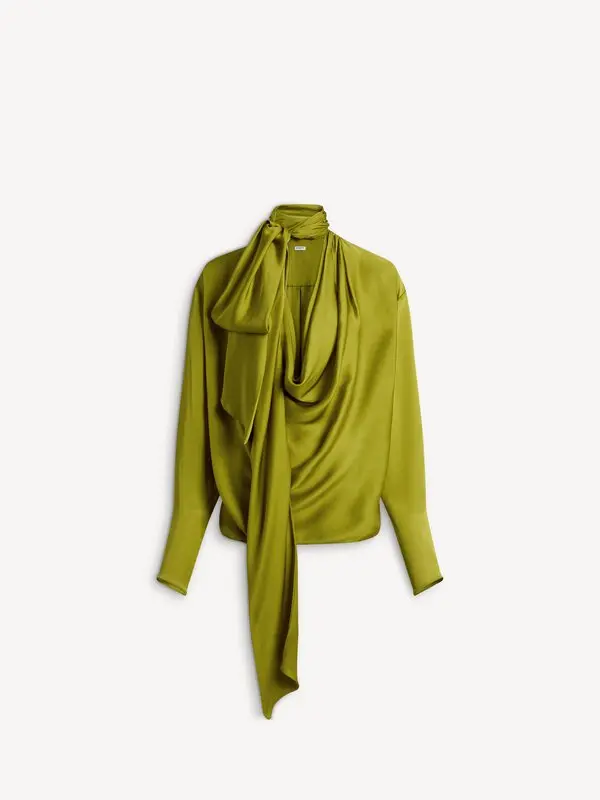 Balmain Draped Silk Charmeuse Blouse