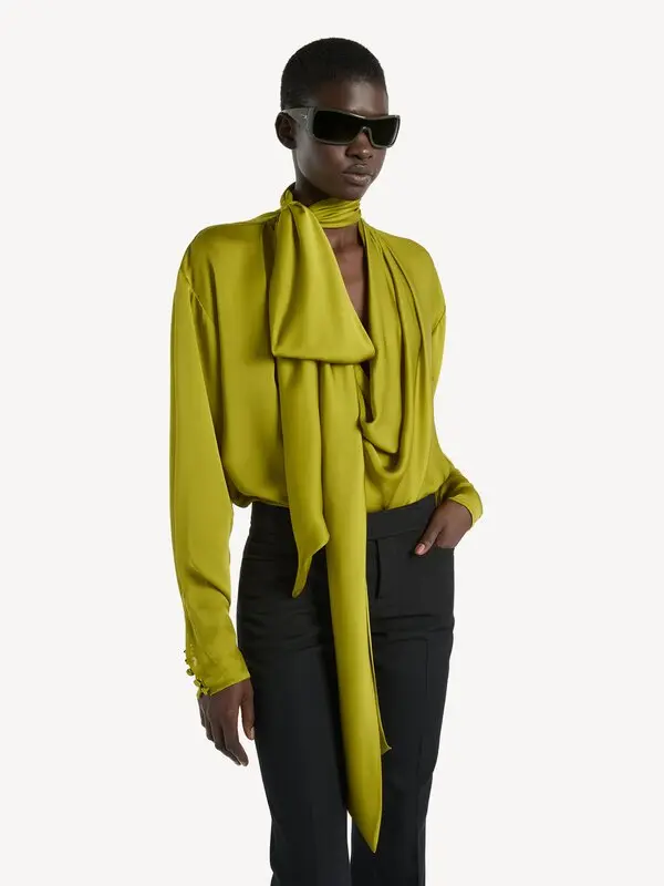 Balmain Draped Silk Charmeuse Blouse