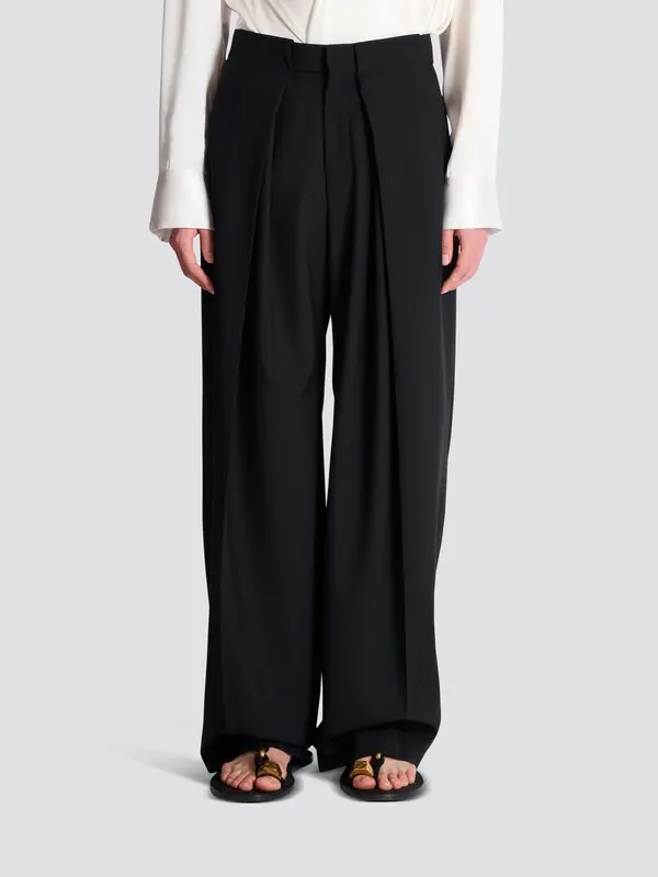 Balmain Wool Twill Trousers With Wide Knife Pleats