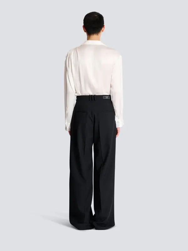 Balmain Wool Twill Trousers With Wide Knife Pleats