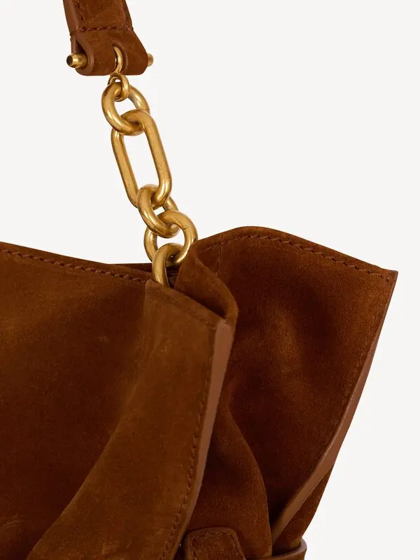 Balmain Anthem Medium Suede Leather Bag