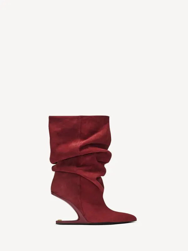 Balmain No Wedge Suede Ankle Boots - Red