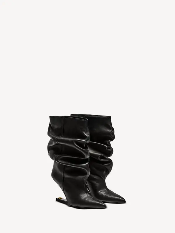 Balmain No Wedge Smooth Leather Ankle Boots