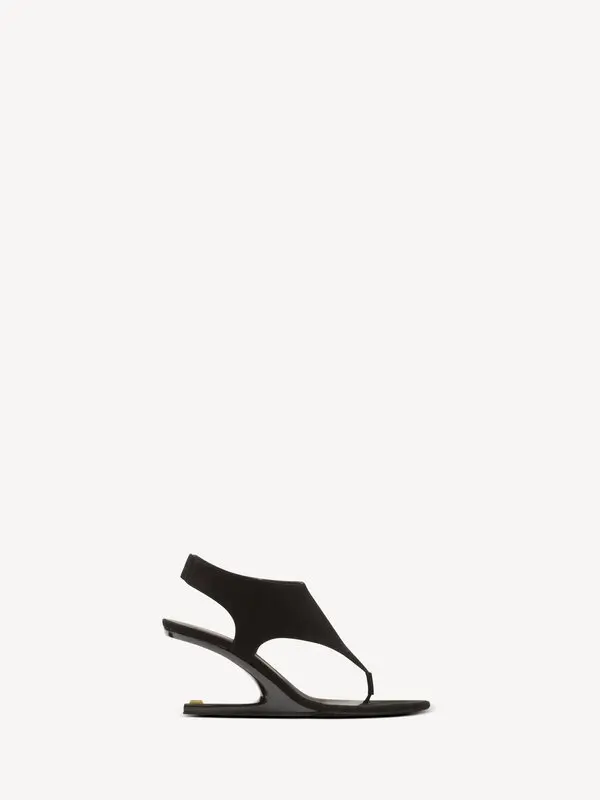 Balmain No Wedge Suede Sandals - Black