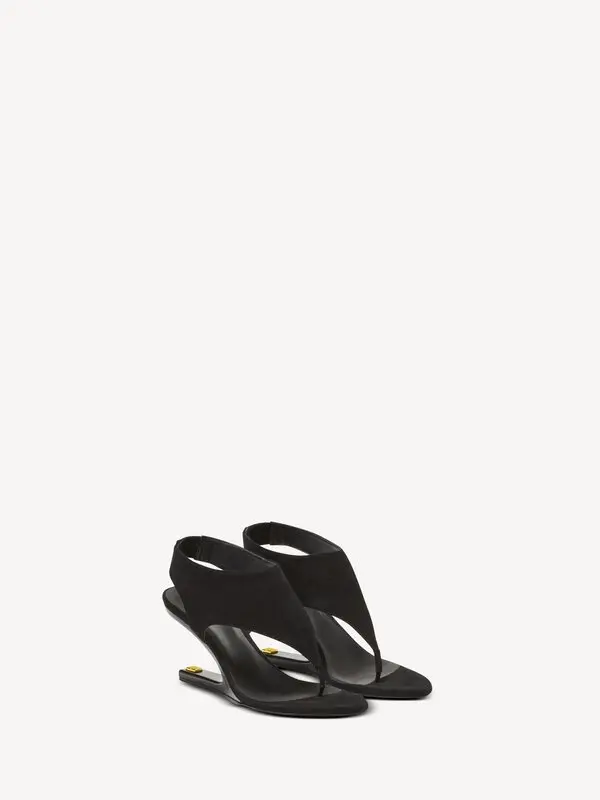 Balmain No Wedge Suede Sandals - Black