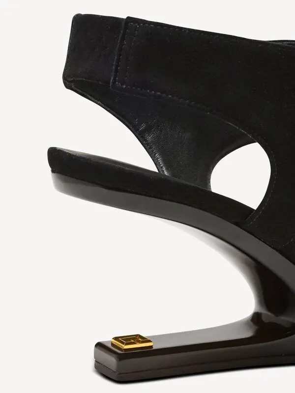 Balmain No Wedge Suede Sandals - Black