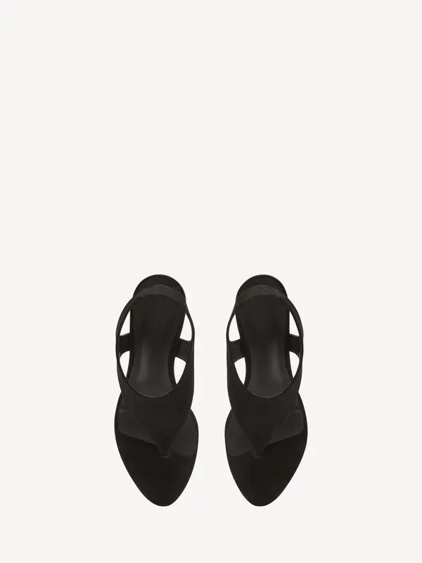 Balmain No Wedge Suede Sandals - Black