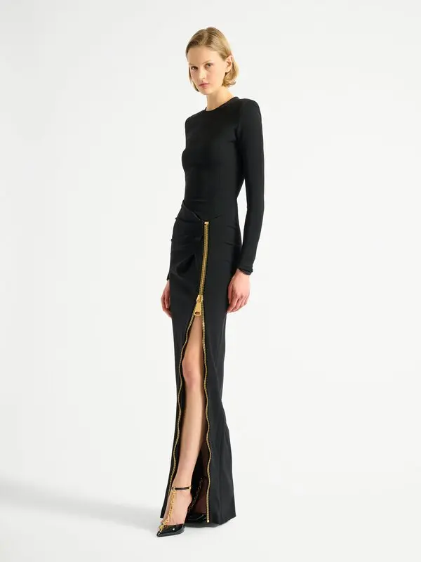 Balmain Long Slit Dress With Zip