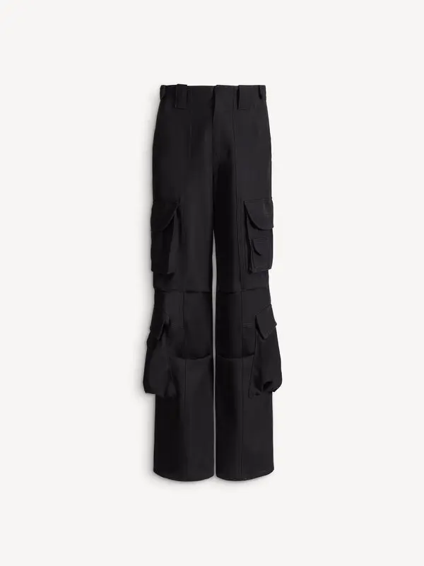 Balmain Wool Twill Cargo Pants - Black