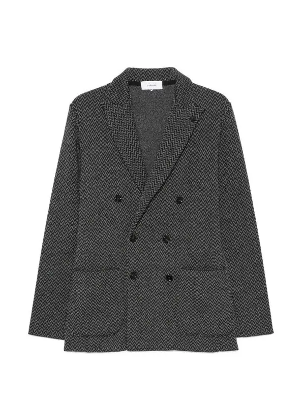 LARDINI Double-breasted Jacket With Chevron Pattern