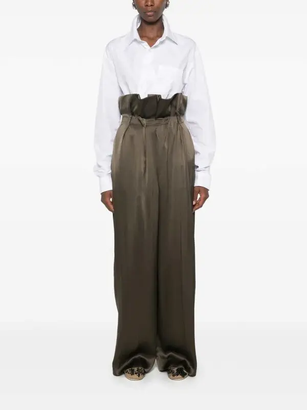 Khaite Kira Satin Trousers With Ruching