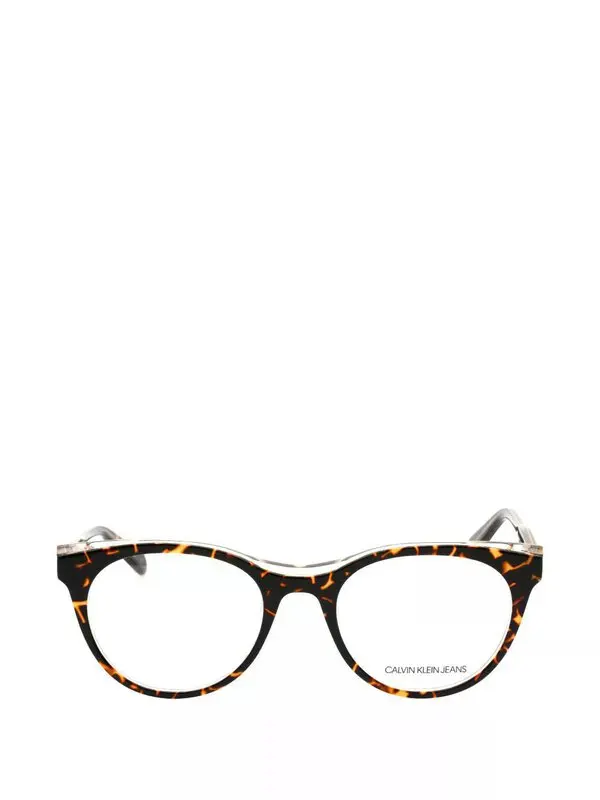 Calvin Klein Tortoiseshell-effect Round-frame Glasses