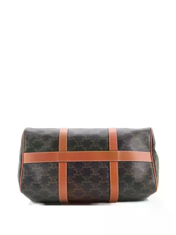Celine Boston Bag Triomphe Coated Canvas Large Handbag