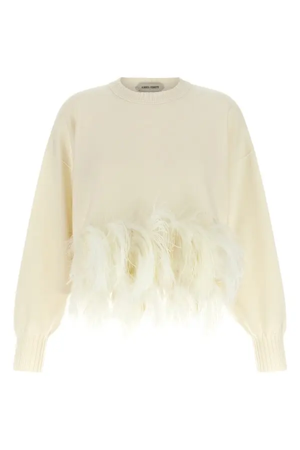 Alberta Ferretti Feather Cropped Sweater
