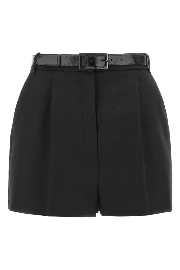 Elisabetta Franchi Belted Wool Shorts - Black