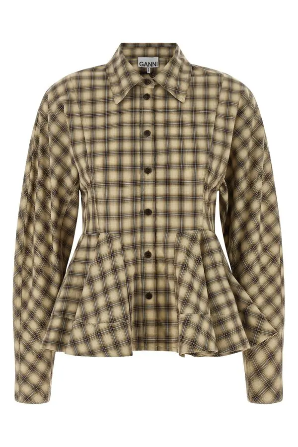 GANNI Check Flannel Peplum' Shirt