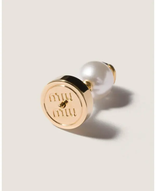 Miu Miu Metal And Pearl Earrings