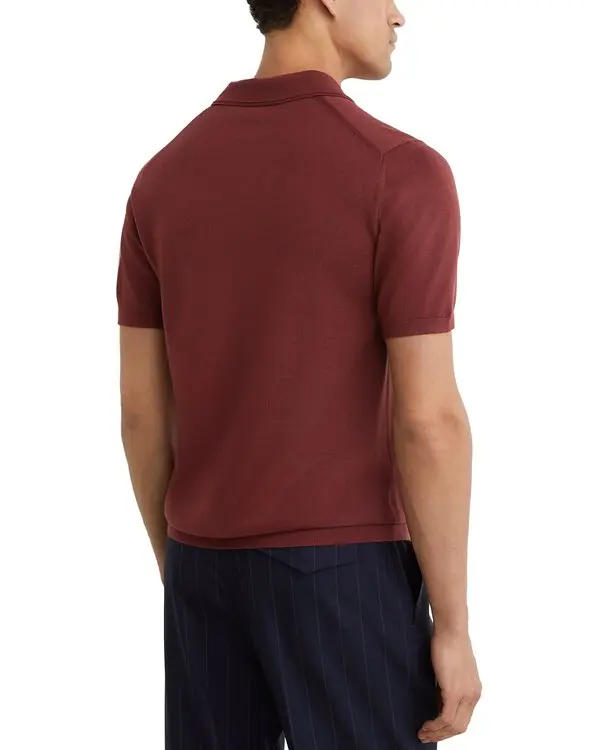REISS Duchie Short Sleeve Open Collar Merino Polo Shirt