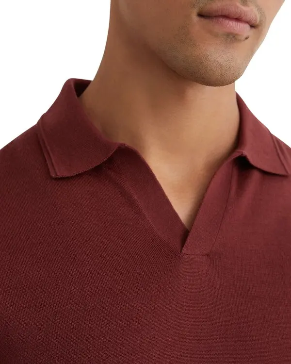 REISS Duchie Short Sleeve Open Collar Merino Polo Shirt