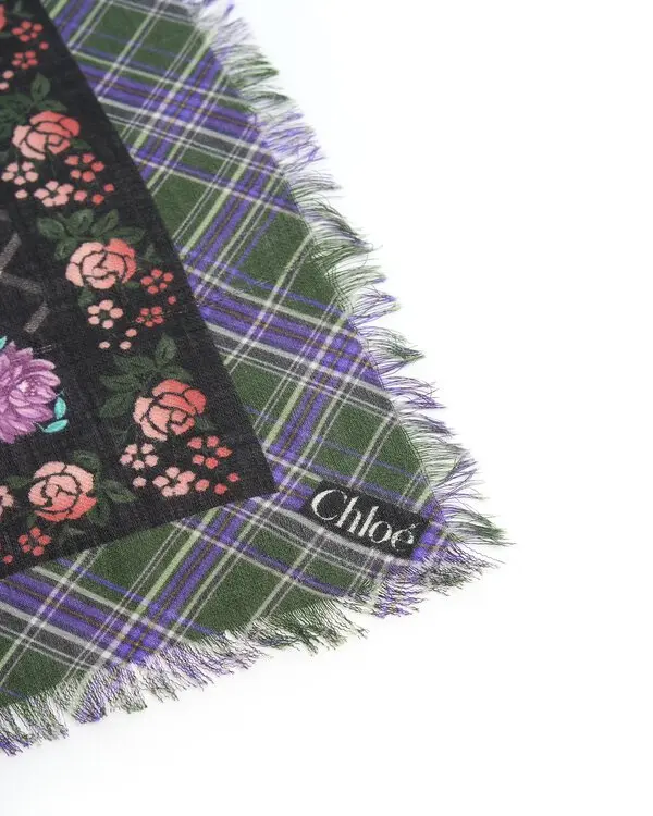 Chloé Folk Cashmere & Wool Square Scarf