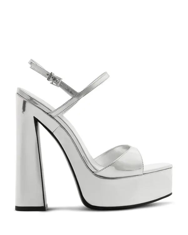 Schutz Arlene Patent Platform Sandals - Silver