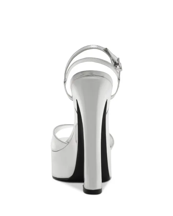 Schutz Arlene Patent Platform Sandals - Silver