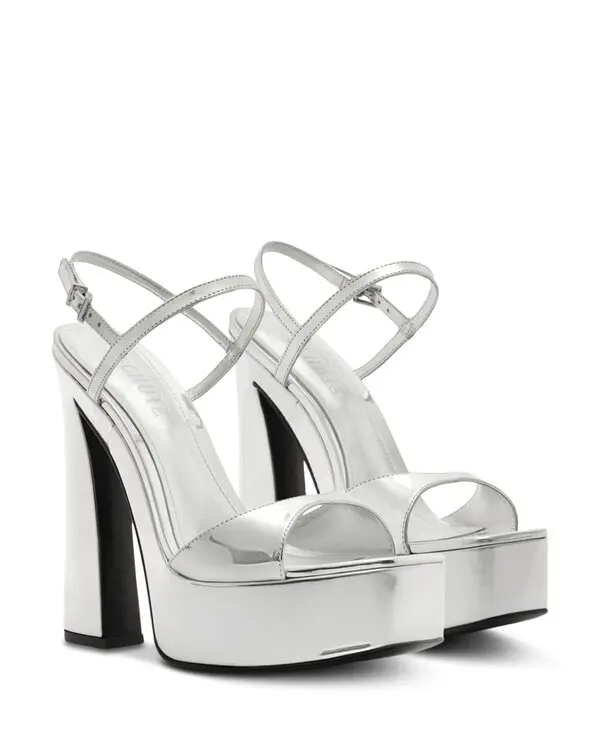 Schutz Arlene Patent Platform Sandals - Silver
